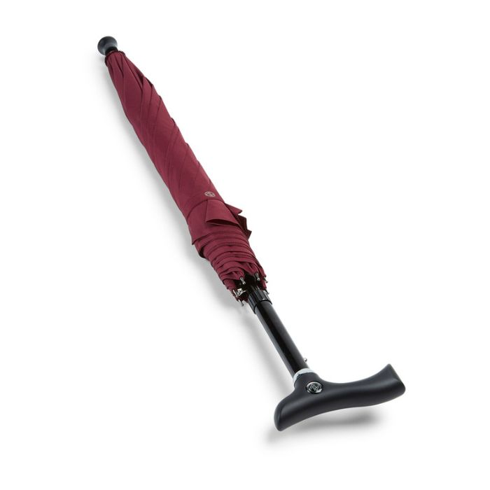 Wooden Crook Handle Burgundy Umbrella | Umbrellas.co.uk