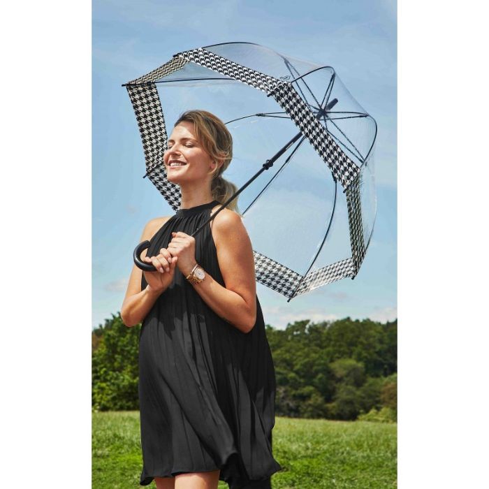 Fulton Birdcage Clear/Gold Dome Umbrella | Umbrellas.co.uk