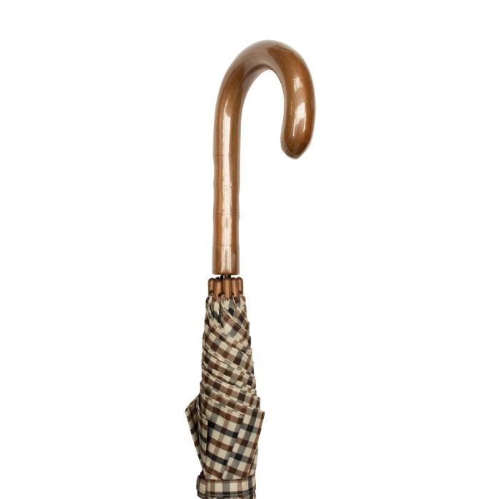 Ladies Crook Handle Check Walking Umbrella | Umbrellas.co.uk