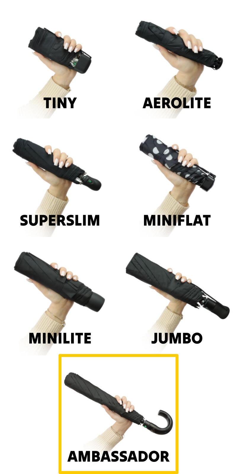 Fulton Ambassador Black Automatic Umbrella | Umbrellas.co.uk