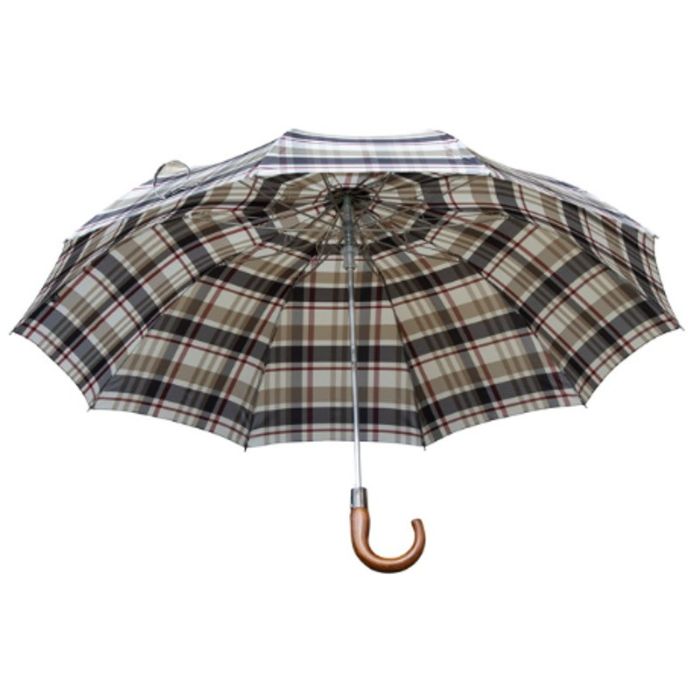 Wooden Crook Handle Check Umbrella | Umbrellas.co.uk